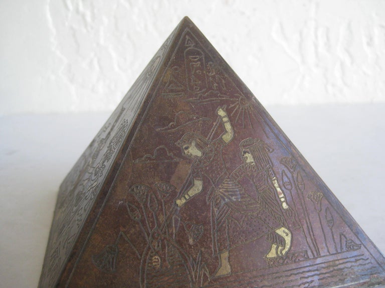 Antique Art Deco Brass and Copper Egyptian Revival Pyramid Desk Statue ...