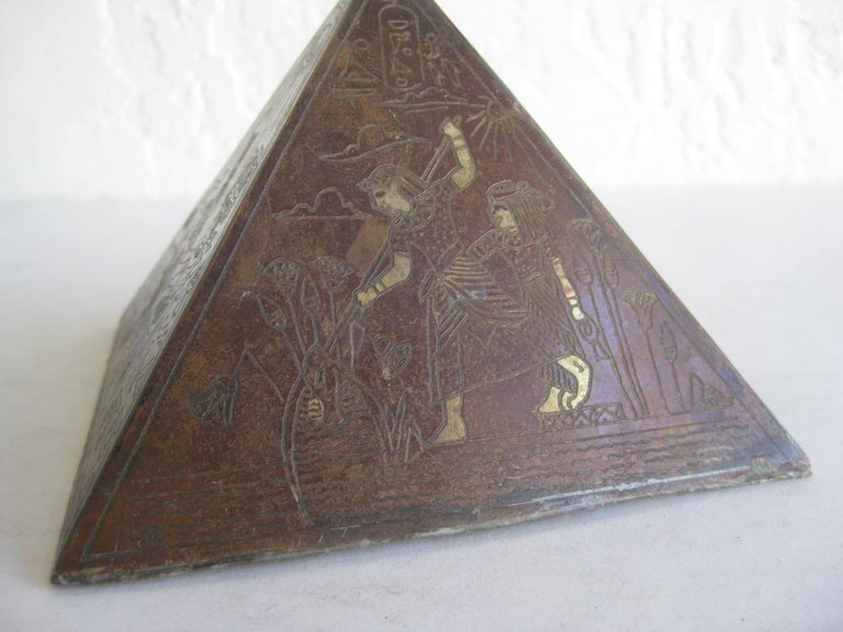 Antique Art Deco Brass and Copper Egyptian Revival Pyramid Desk Statue ...