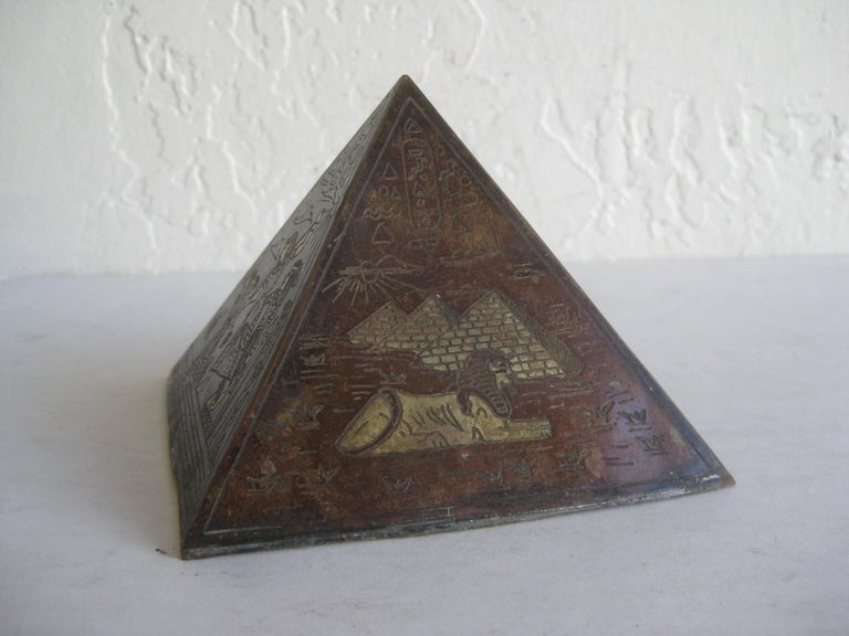 Antique Art Deco Brass and Copper Egyptian Revival Pyramid Desk Statue ...