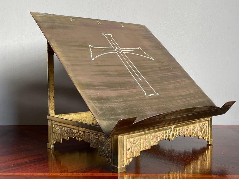 Antique Art Deco Bronze and Brass Church Bible Stand with Stylized ...