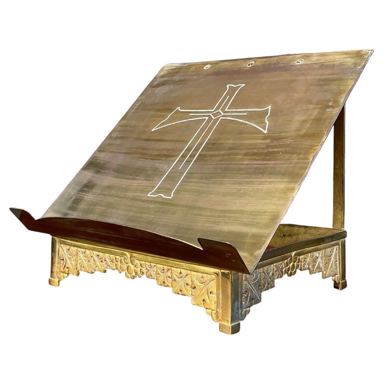 Antique Art Deco Bronze and Brass Church Bible Stand with Stylized ...