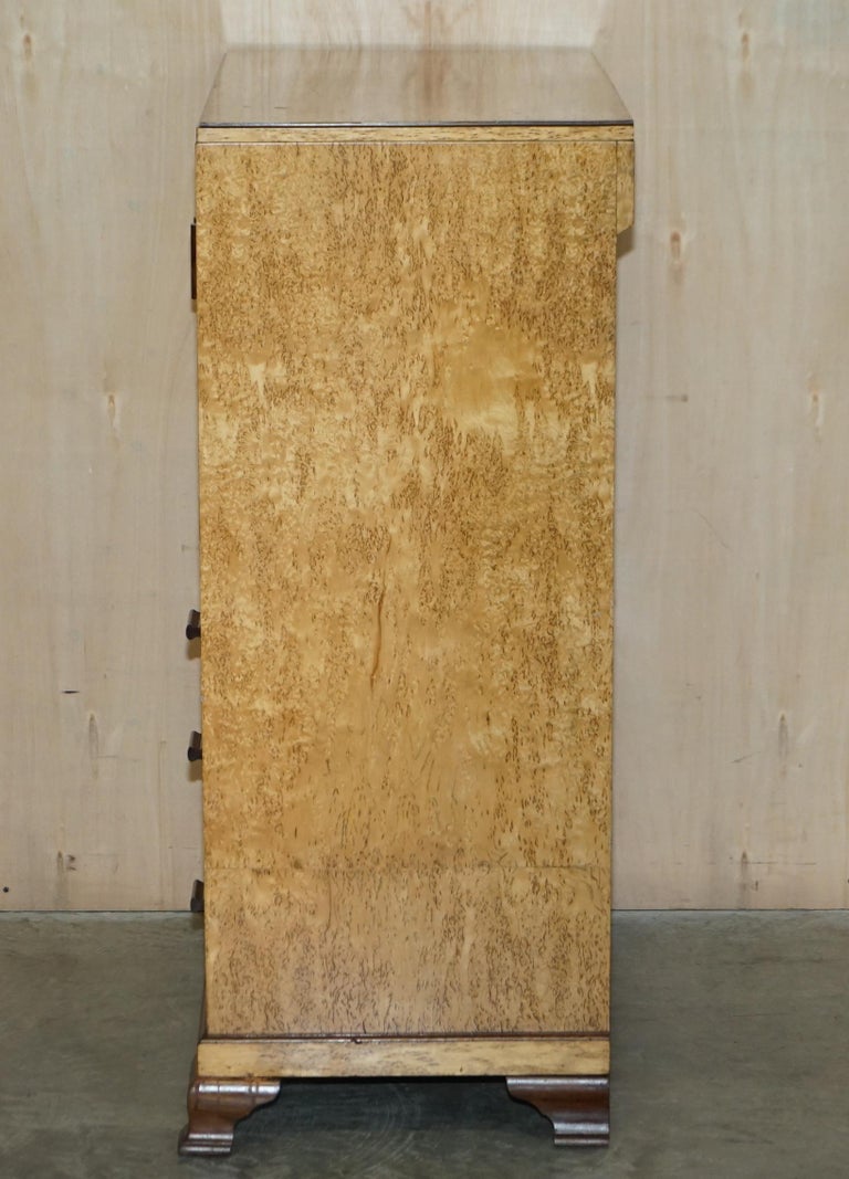 Antique Art Deco Burr Maple Housekeepers Linen Cupboard Chest of ...