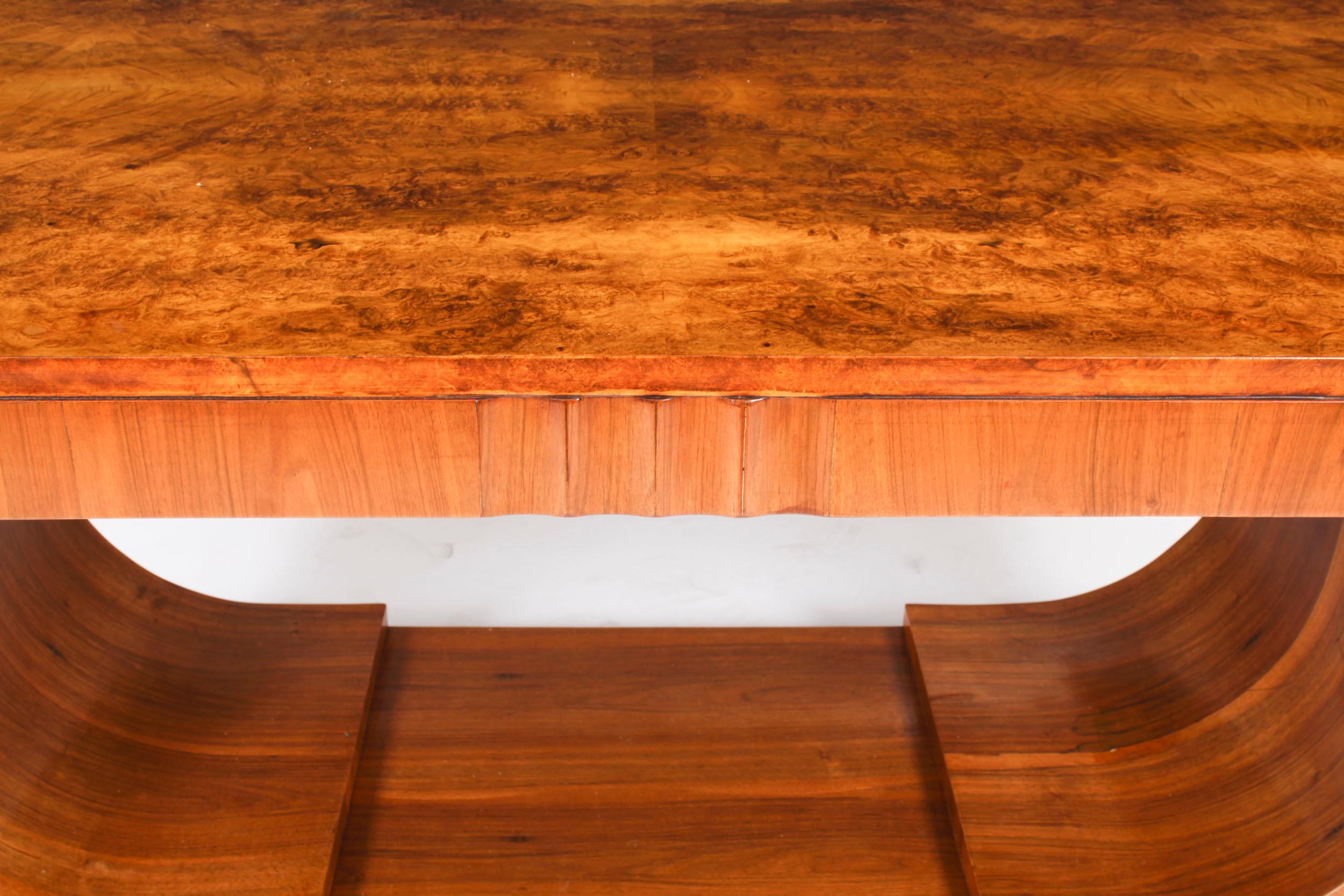 Antique Art Deco Burr Walnut Dining Table and 8 Cloud Back Chairs 1920s ...