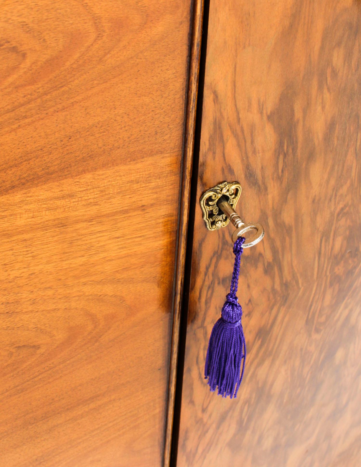 Antique Art Deco Burr Walnut Half Moon Cocktail Bar, 1920s at 1stDibs