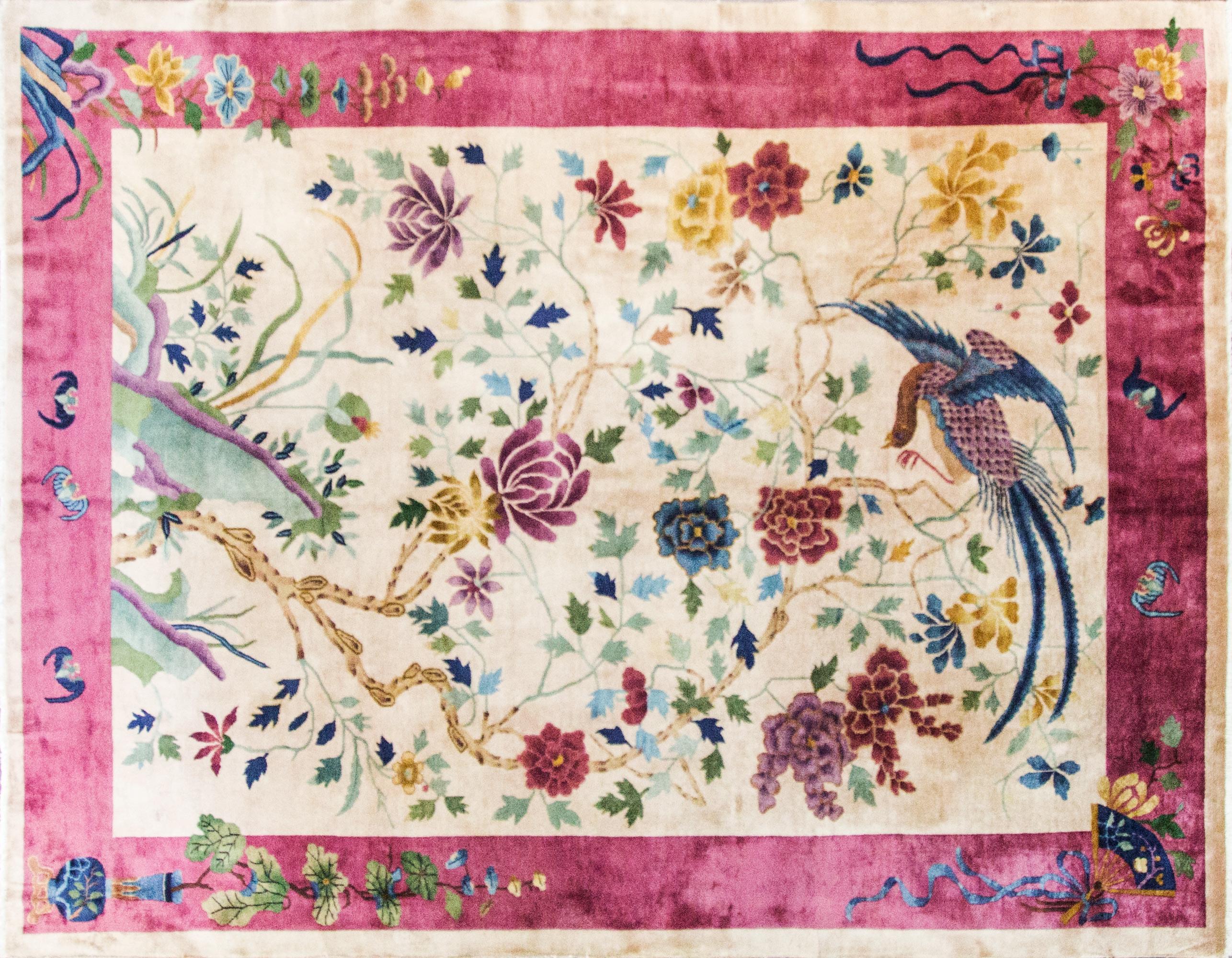 Antique Art Deco Carpet, Unique Design and Color at 1stDibs