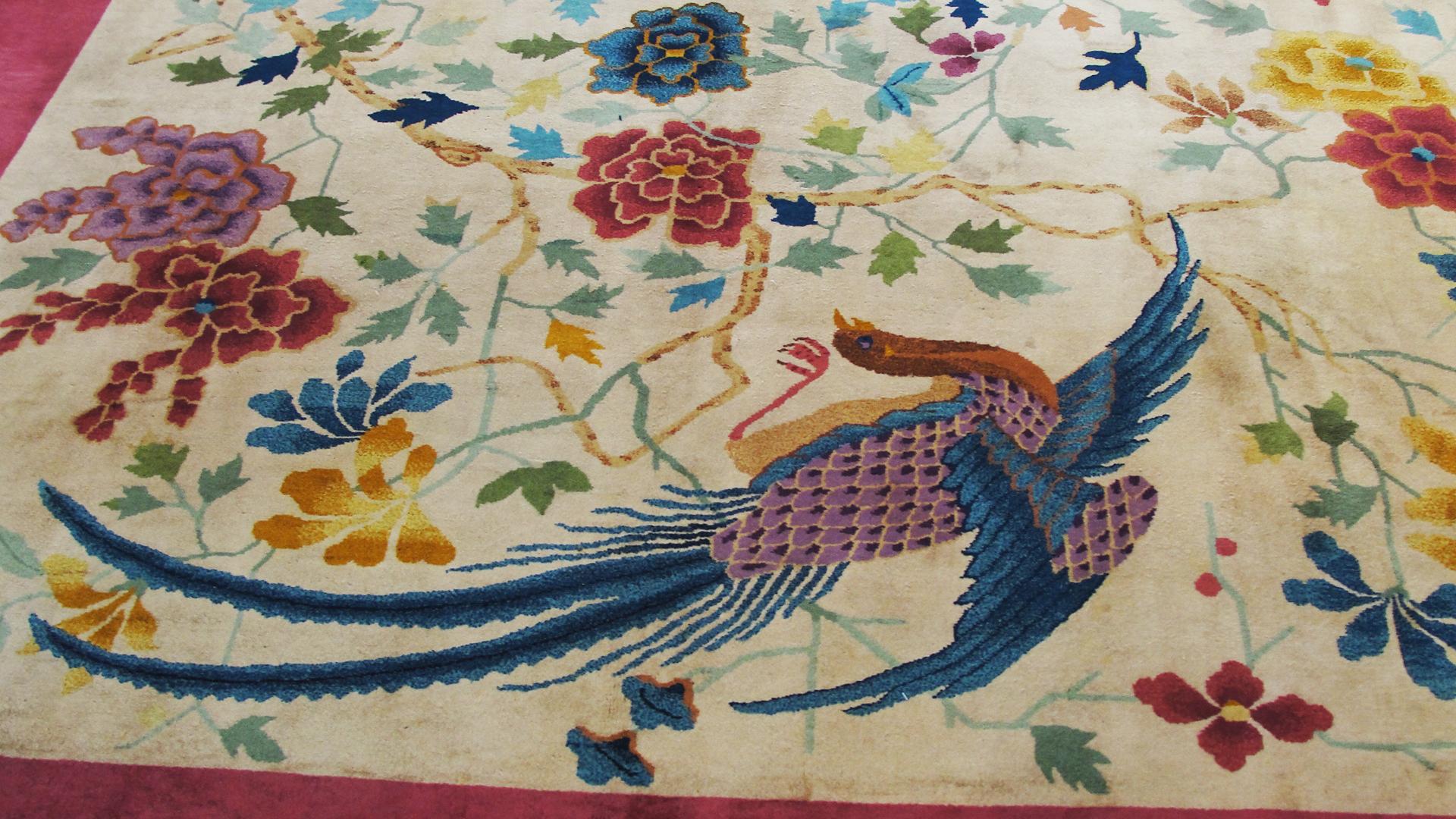 Antique Art Deco Carpet, Unique Design and Color at 1stDibs