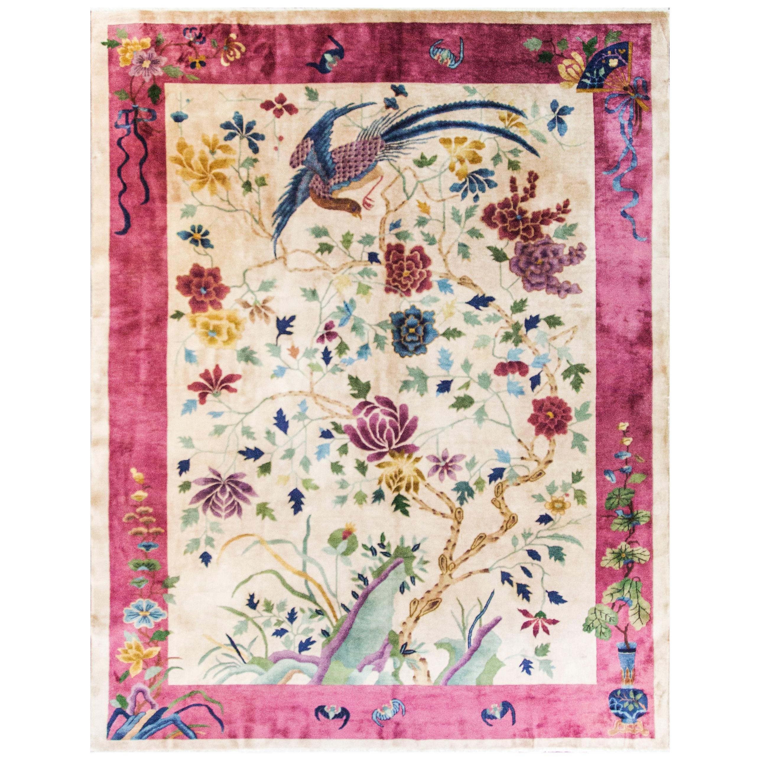 Antique Art Deco Carpet, Unique Design and Color at 1stDibs