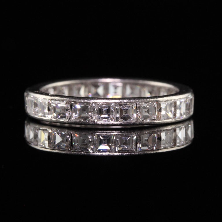Antique Art Deco Cartier Platinum Carre Cut Diamond Eternity Band For ...