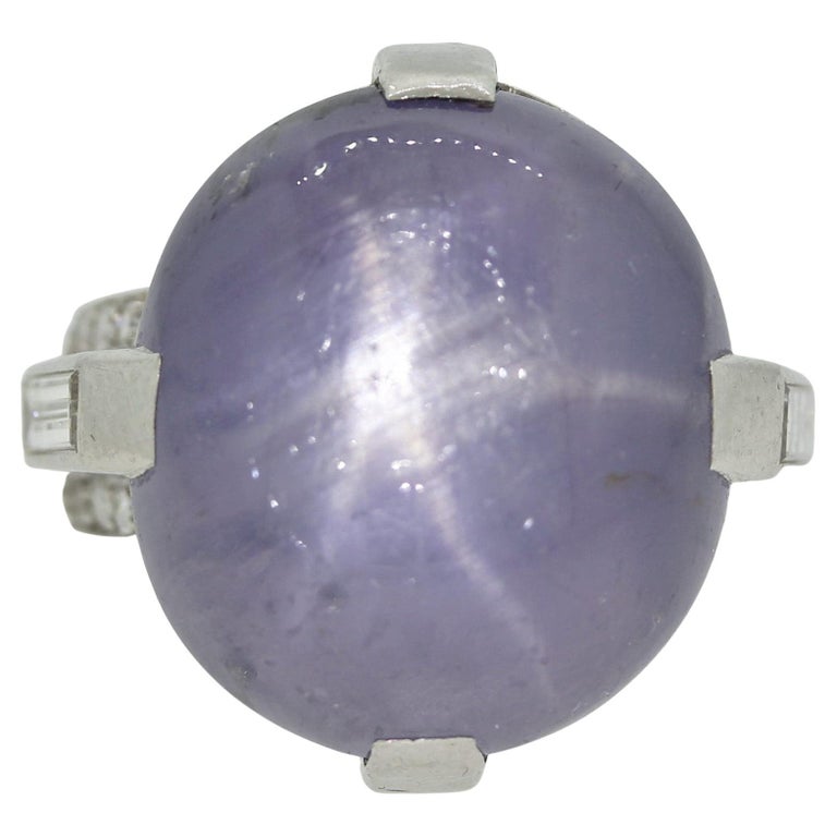 Cartier Art Deco Star Sapphire Diamond Platinum Ring For Sale at 1stDibs