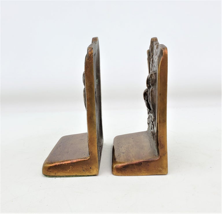 Antique Art Deco Cast and Patinated Brass Bookends Depicting Three ...