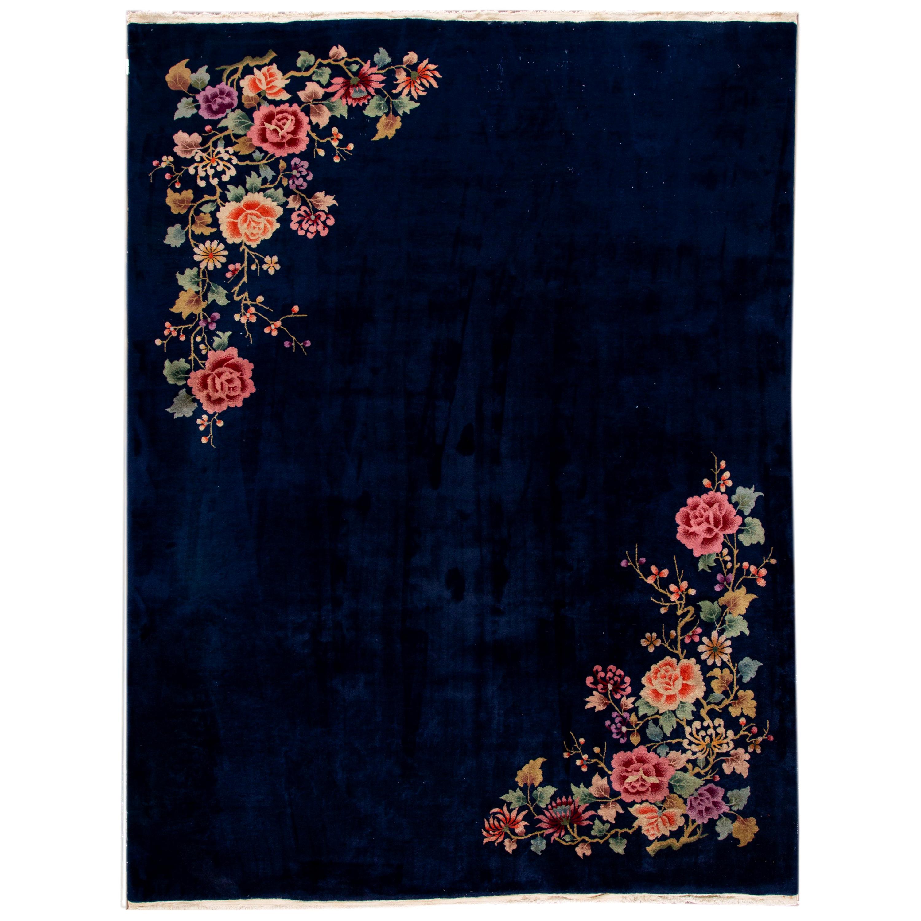 Antique Blue Chinese Rug at 1stDibs