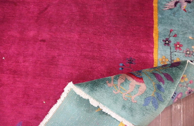Antique Art Deco Chinese Carpet, The Watch Bird, 8'8" x 11'4" For Sale ...