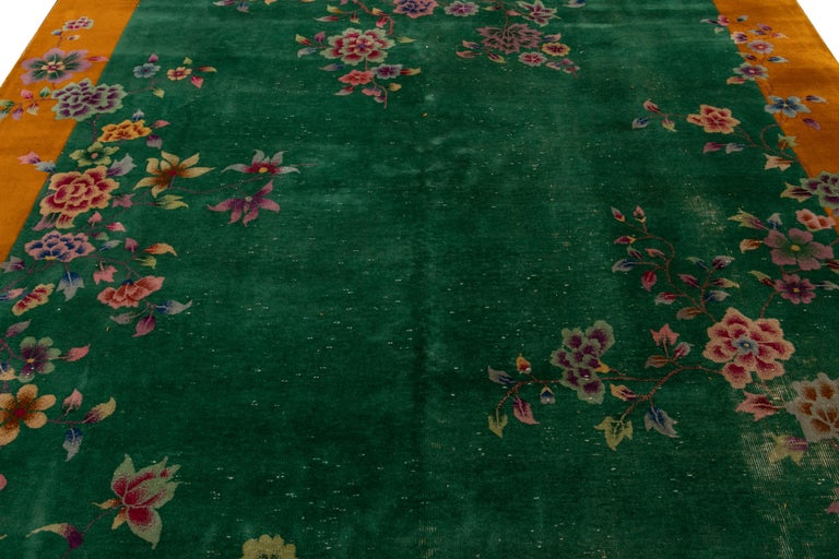 Antique Art Deco Chinese Handmade Wool Rug For Sale at 1stDibs