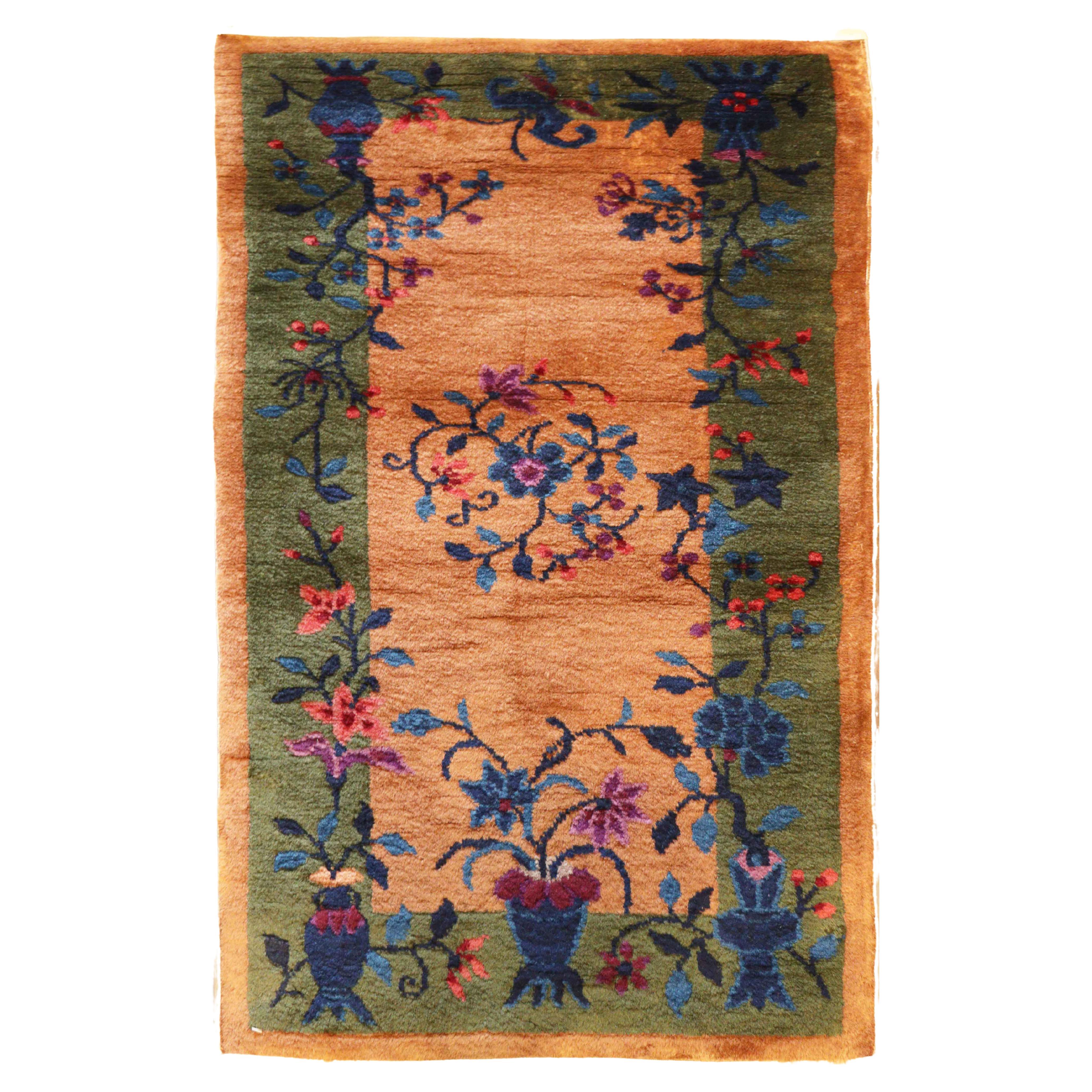 Art Deco Mandarin Chinese Antique Oriental Rug For Sale at 1stDibs