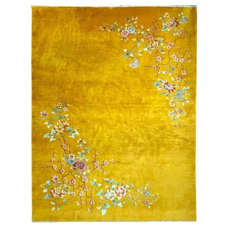 Antique Art Deco Chinese Oriental Rug, Gold, #17400, circa 1930s For ...