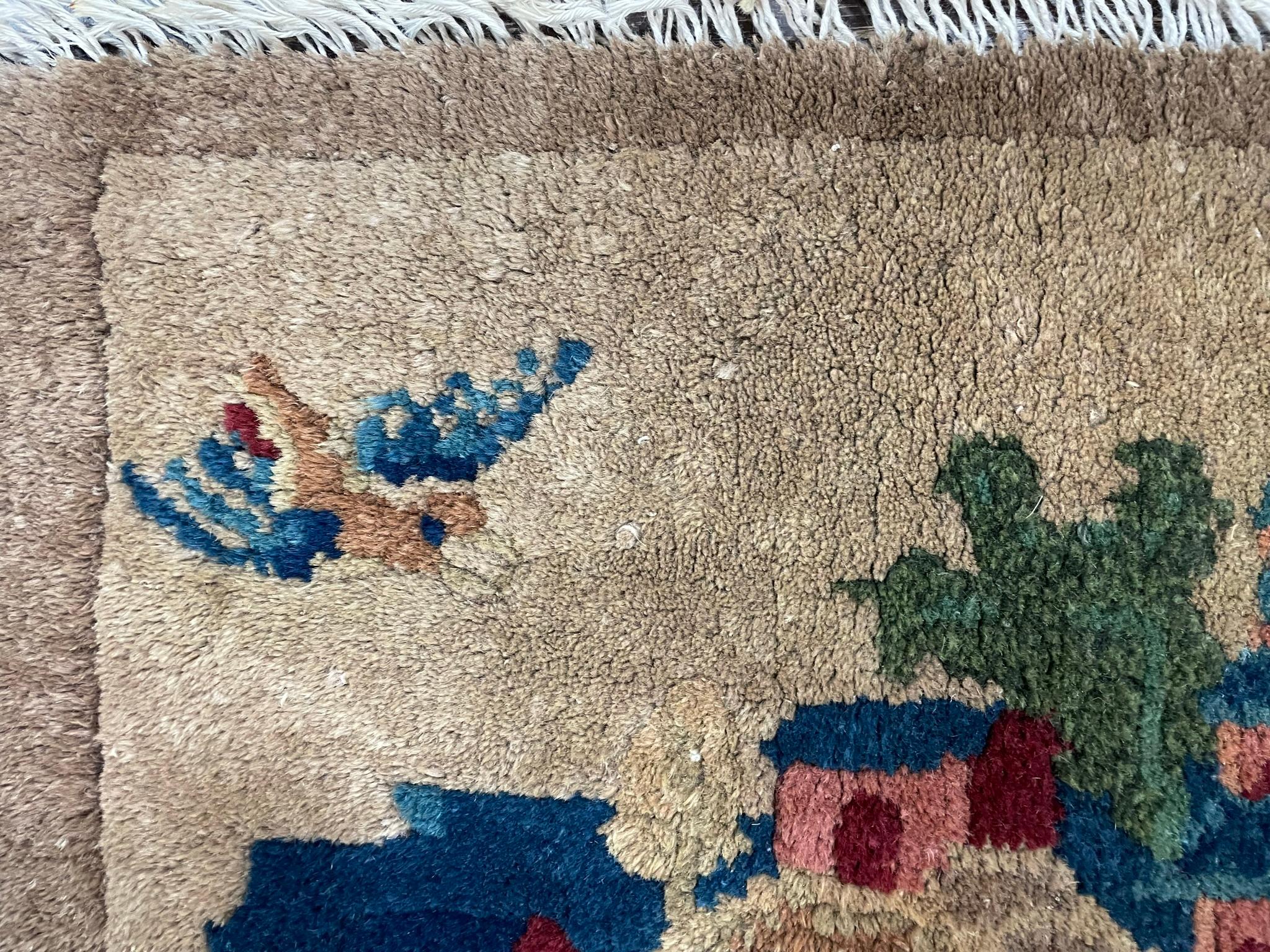 Antique Art Deco Chinese pictorial Rug, c-1920 For Sale at 1stDibs