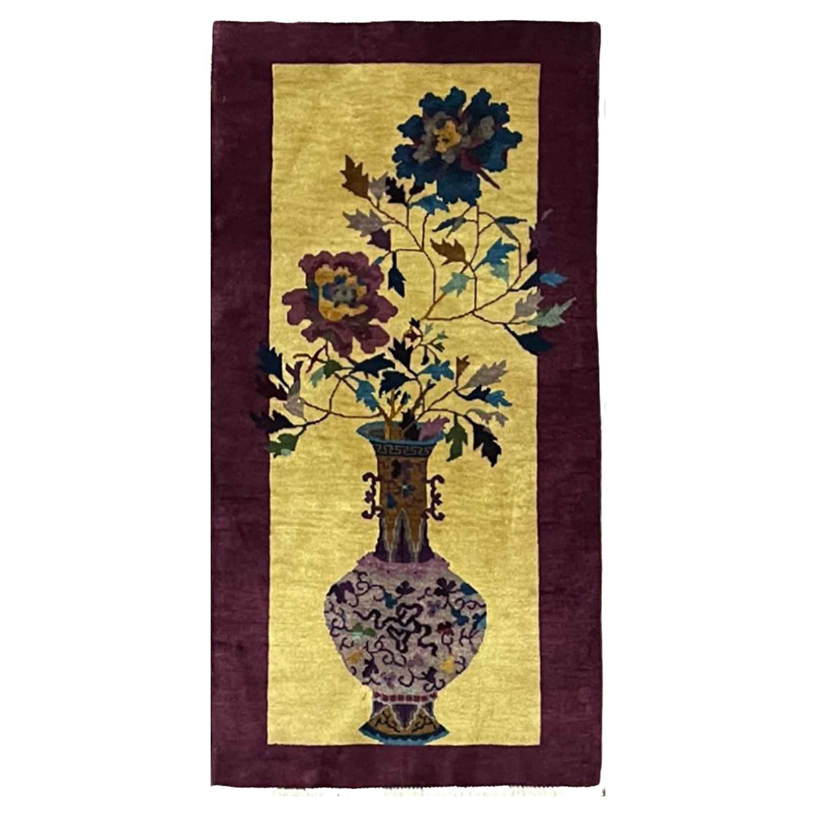 Antique Chinese Art Deco Rug, Circa 1920 For Sale at 1stDibs