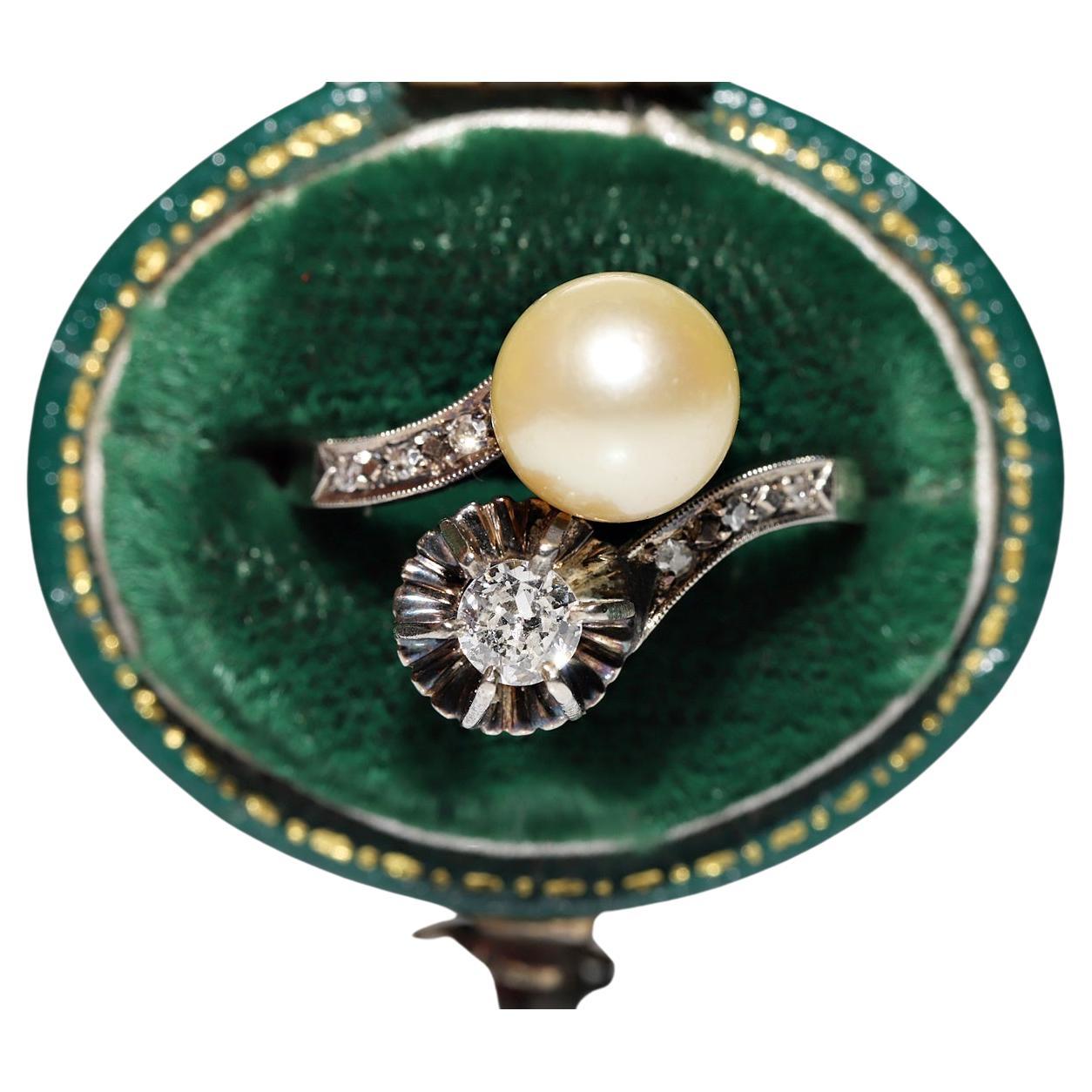 Antique Art Deco Circa 1920s 18k Gold Natural Diamond And Pearl ...