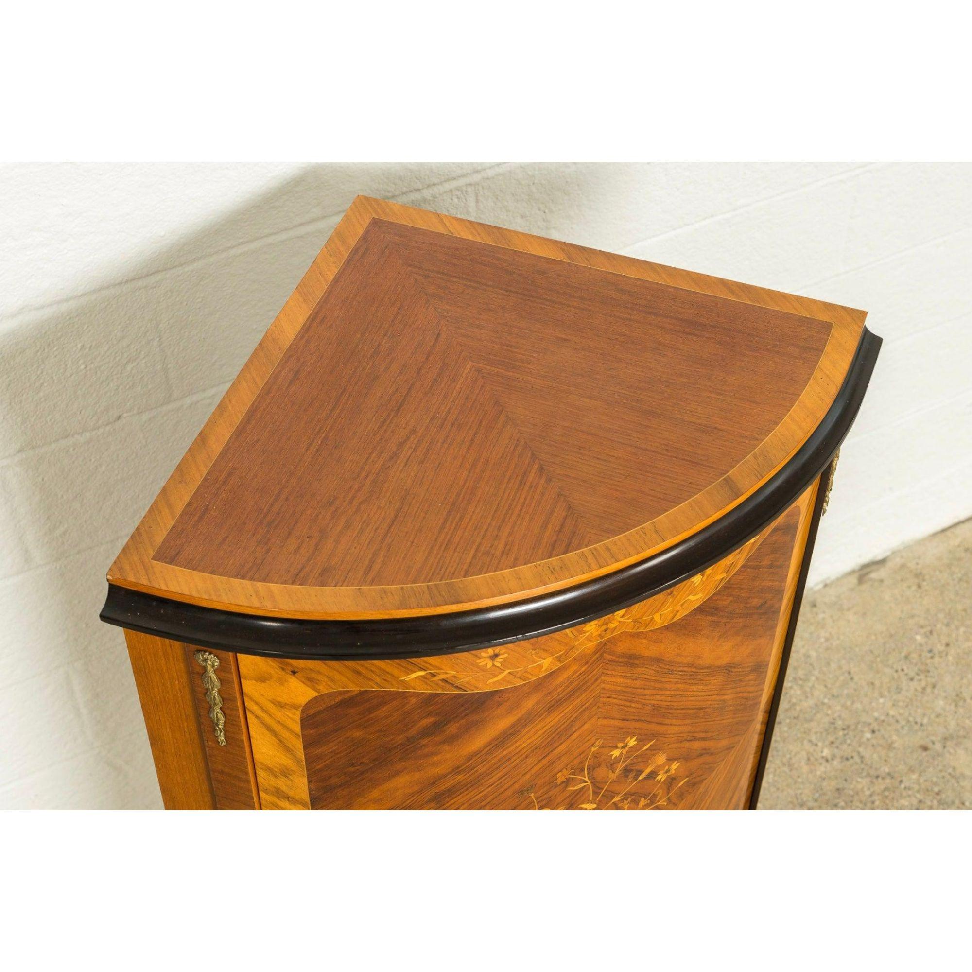Antique Art Deco Corner Cabinet with Inlaid Design, 1920s For Sale at ...
