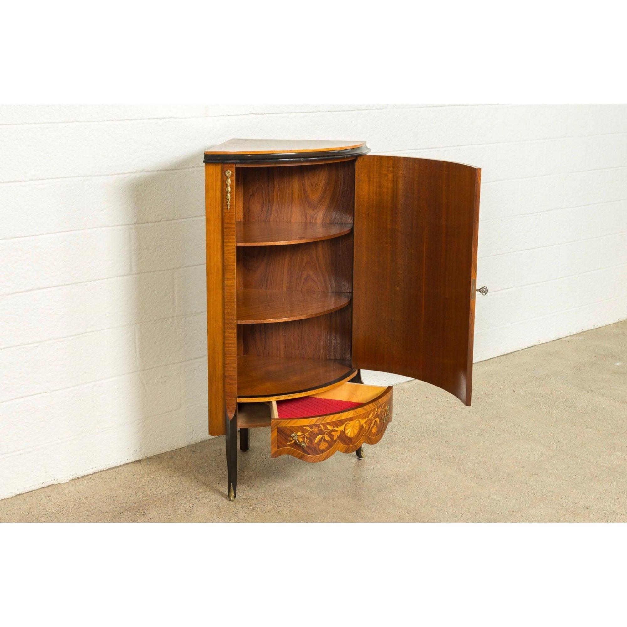 Antique Art Deco Corner Cabinet with Inlaid Design, 1920s For Sale at ...