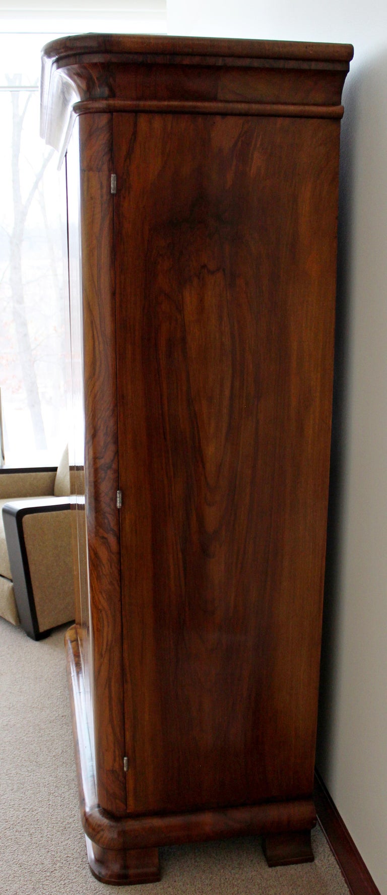 Antique Art Deco Curved Burl Wood Armoire Dresser w Drawer and 4 ...