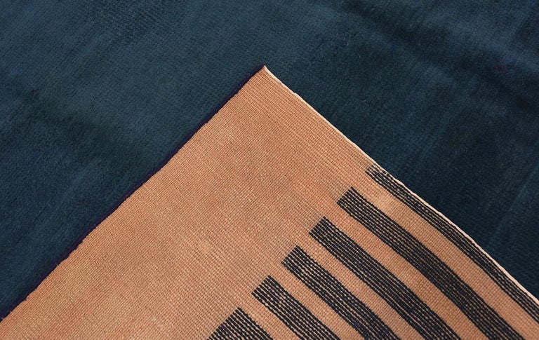 Blue Antique Art Deco Design Rug. Size: 8 ft 8 in x 11 ft 8 in (2.64 m ...