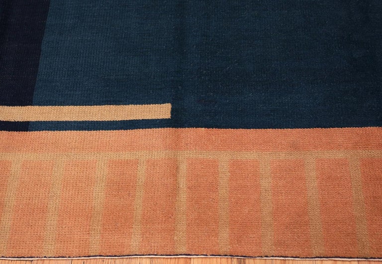 Blue Antique Art Deco Design Rug. Size: 8 ft 8 in x 11 ft 8 in (2.64 m ...