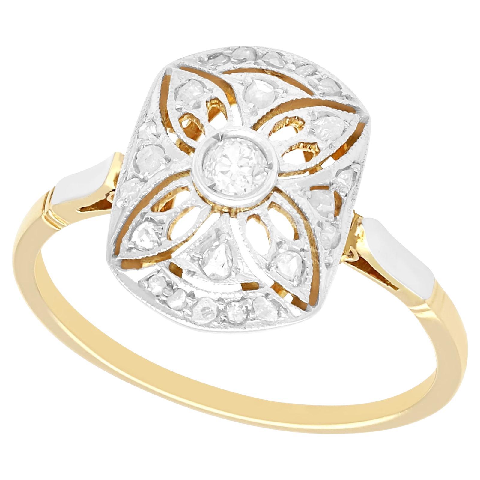 Antique Art Deco Diamond and Yellow Gold Cocktail Ring For Sale at ...
