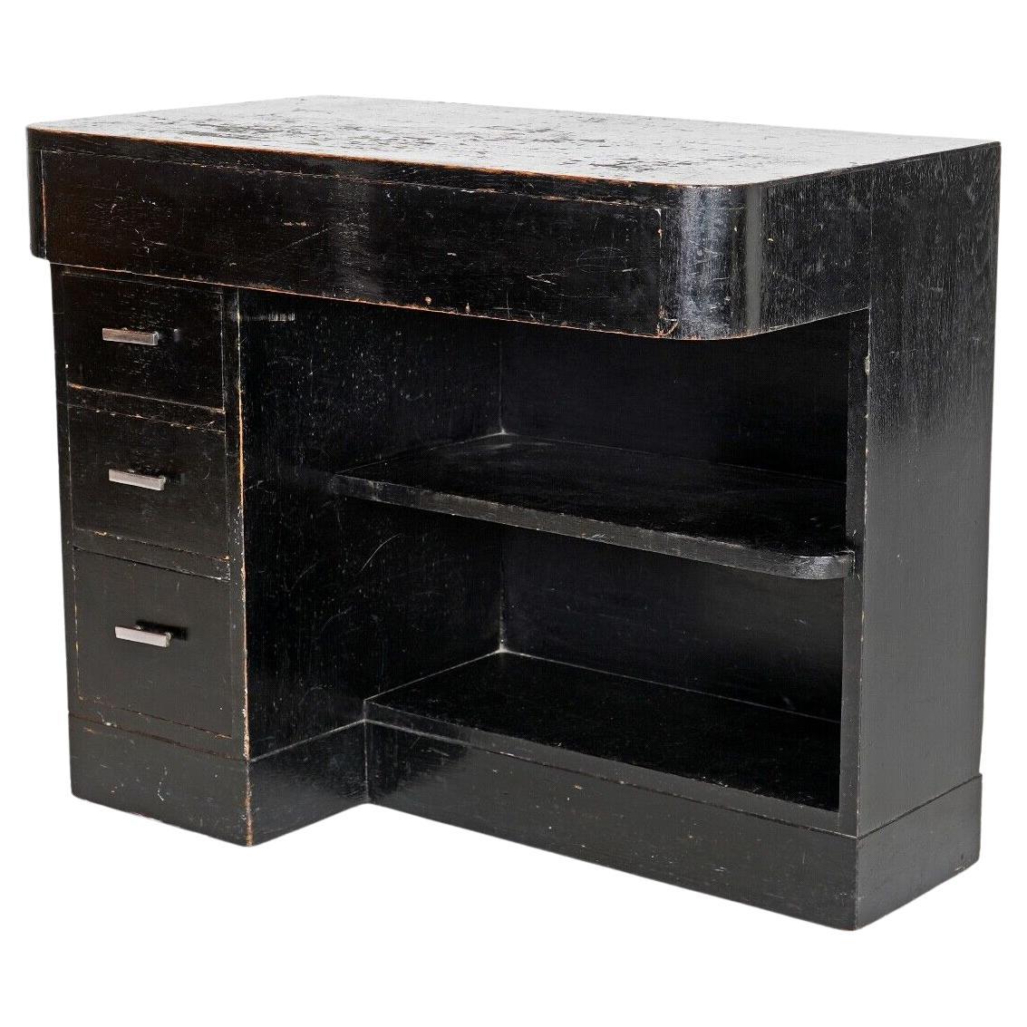 Antique Art Deco Ebonised Black Desk For Sale at 1stDibs