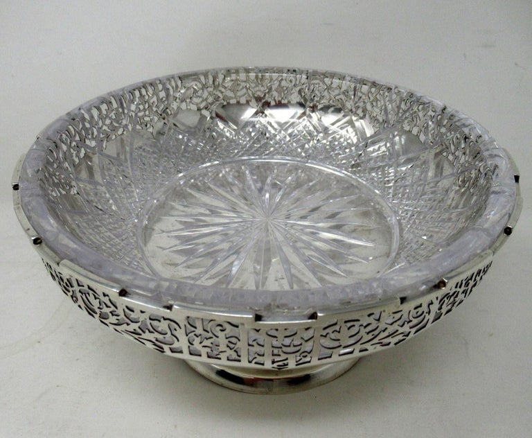 Antique Art Deco English Sterling Silver Fruit Bowl Centerpiece Cut ...