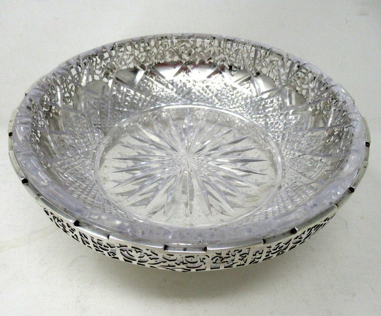 Antique Art Deco English Sterling Silver Fruit Bowl Centerpiece Cut ...