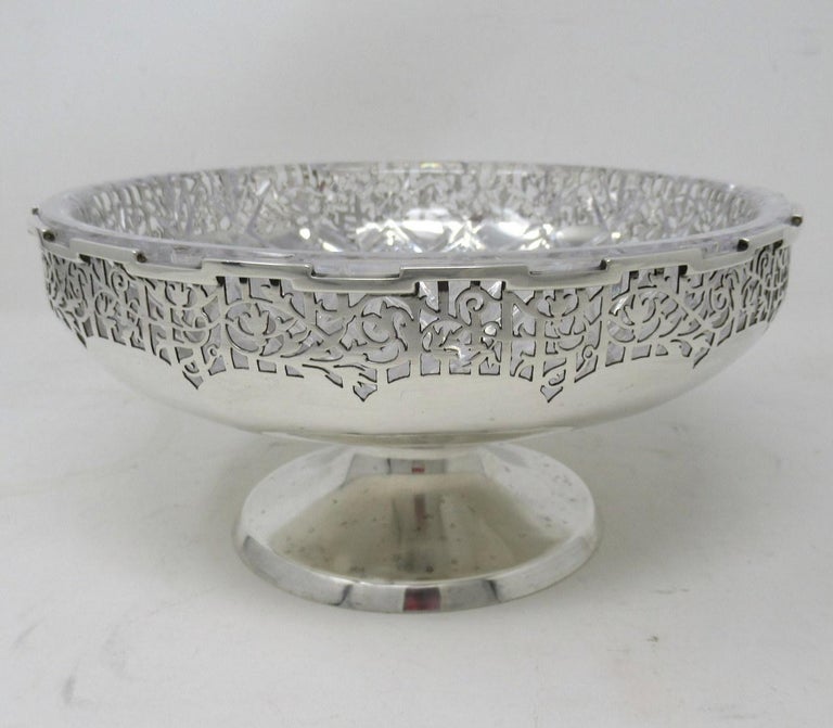 Antique Art Deco English Sterling Silver Fruit Bowl Centerpiece Cut ...