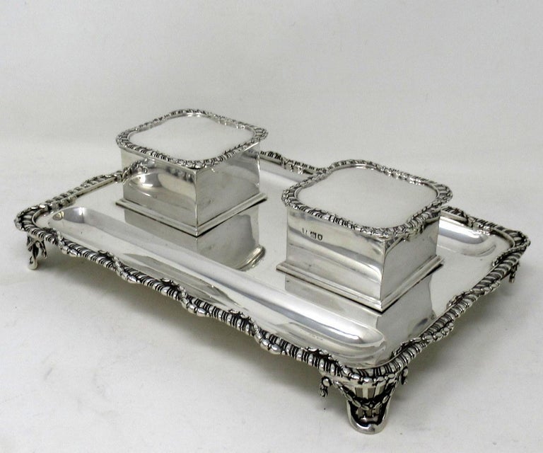 Antique Art Deco English Sterling Silver Ink Desk Inkstand Desk Set ...