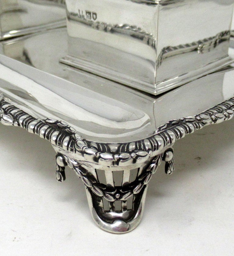 Antique Art Deco English Sterling Silver Ink Desk Inkstand Desk Set ...