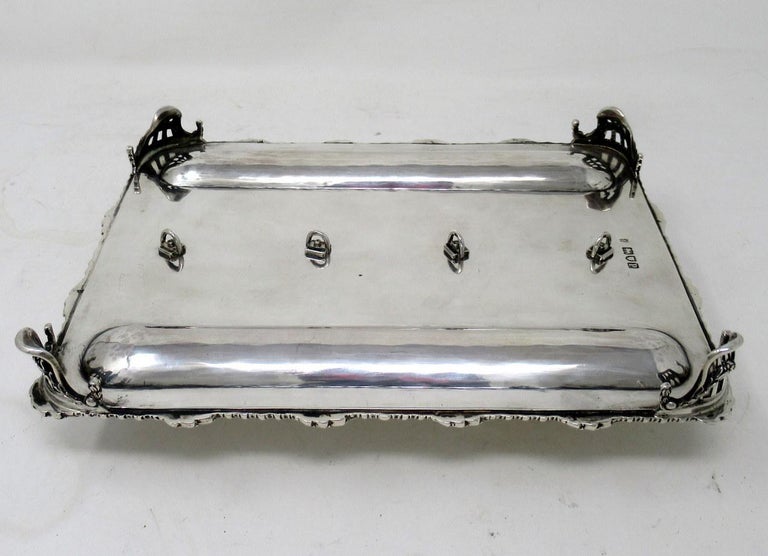 Antique Art Deco English Sterling Silver Ink Desk Inkstand Desk Set ...