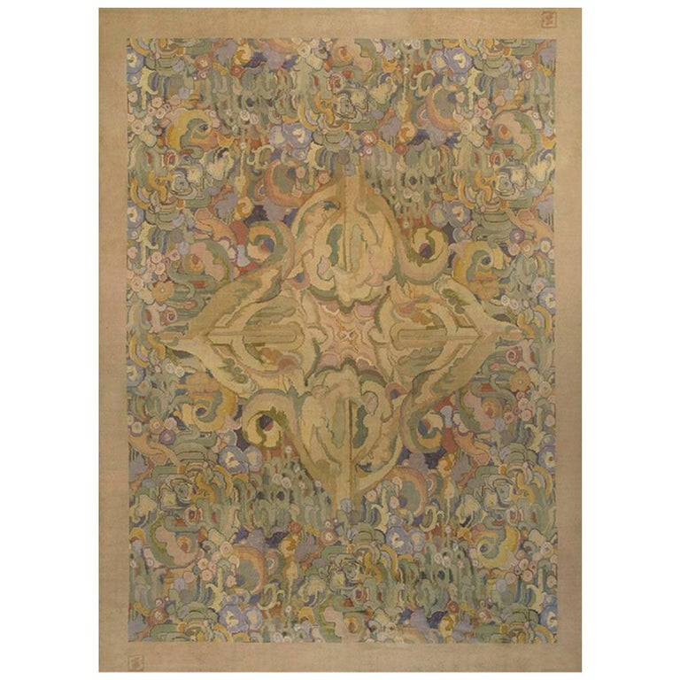 1930s English Art Deco Carpet By Frank Brangwyn ( 8'8" x 11'9" - 265 x ...