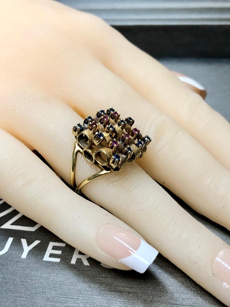 Antique Art Deco F and F Felger Ruby Sapphire Ring For Sale at 1stDibs
