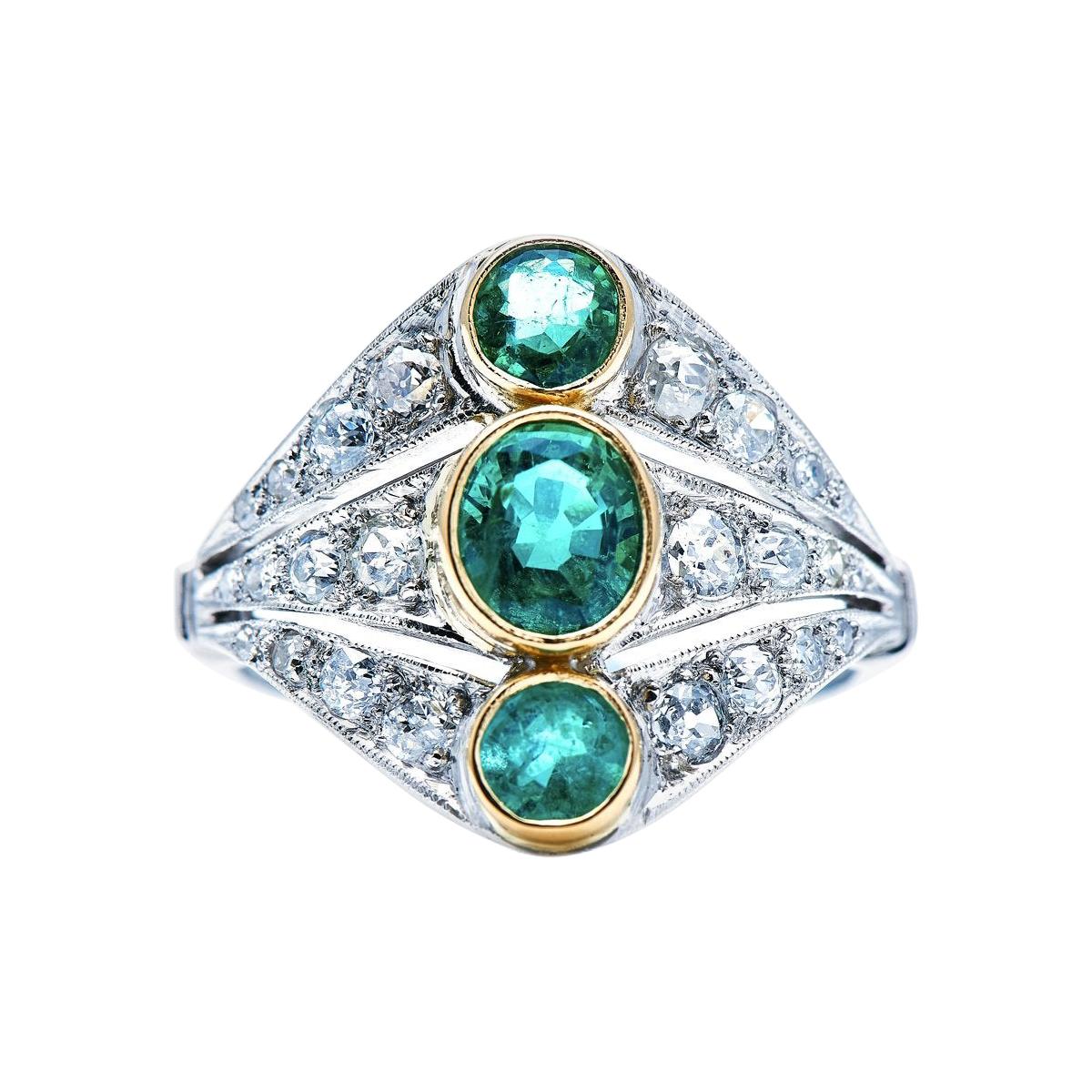 Art Deco Platinum, Emerald and Diamond Ring at 1stDibs Art Deco Platinum, Emerald and Diamond Ring at 1stDibs