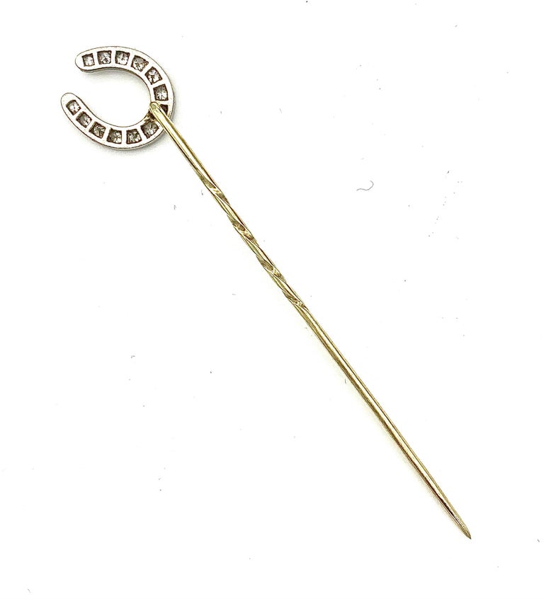 Antique Art Deco Horse Shoe Good Luck Diamond Platinum 14k Gold ...