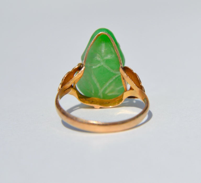 Antique Art Deco Jade Frog 18 Karat Gold Ring at 1stDibs | jade frog ring