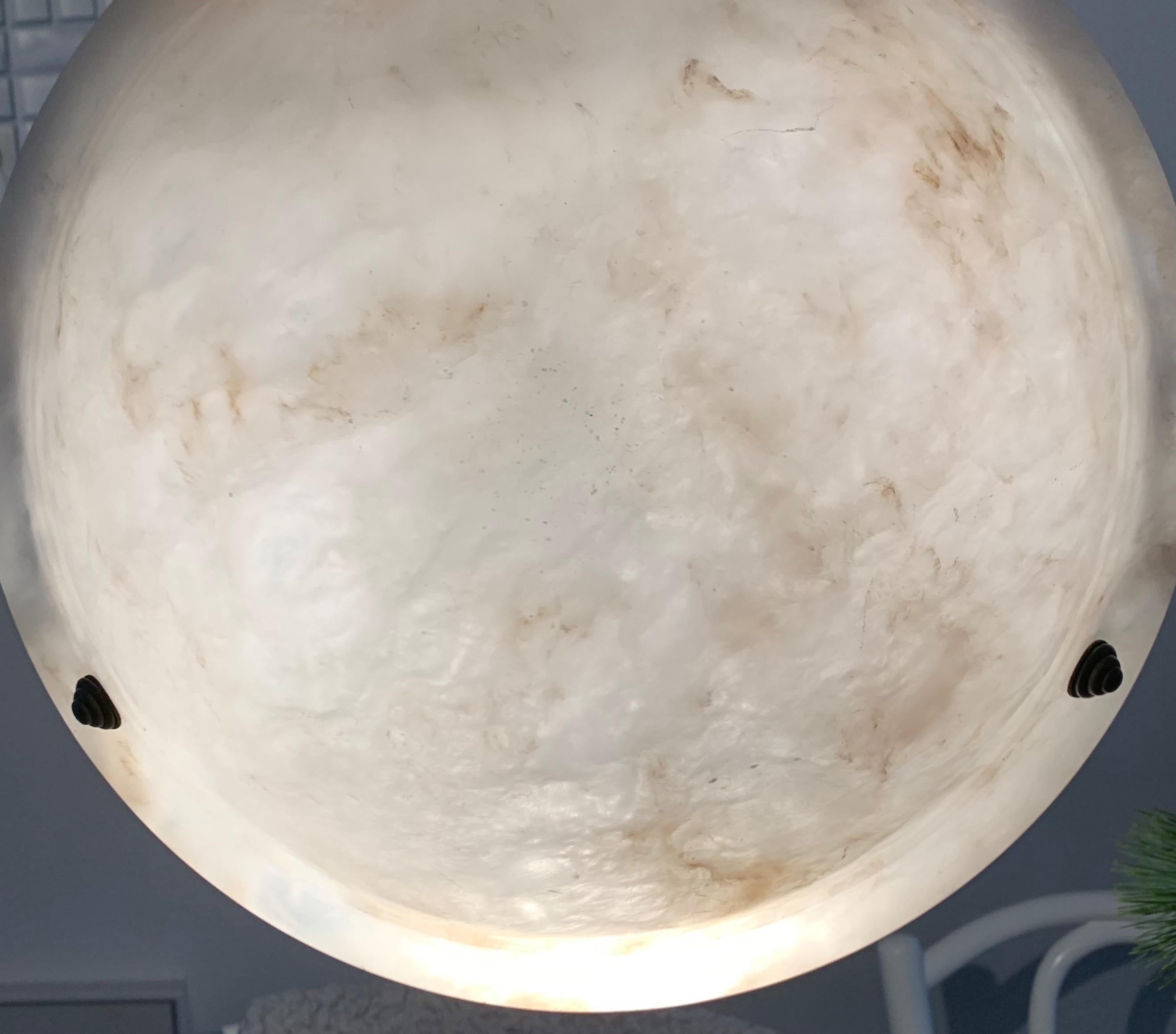 Art Deco White and Black Alabaster Pendant Light with Unique Original ...