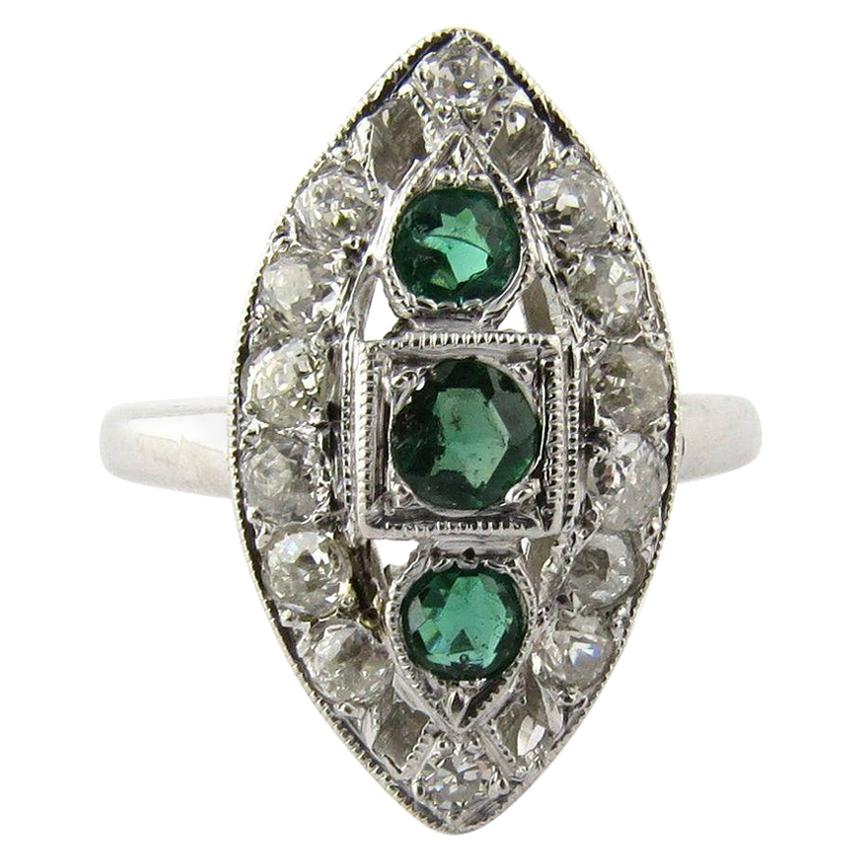 Art Deco Diamond Navette Dinner Ring For Sale at 1stDibs
