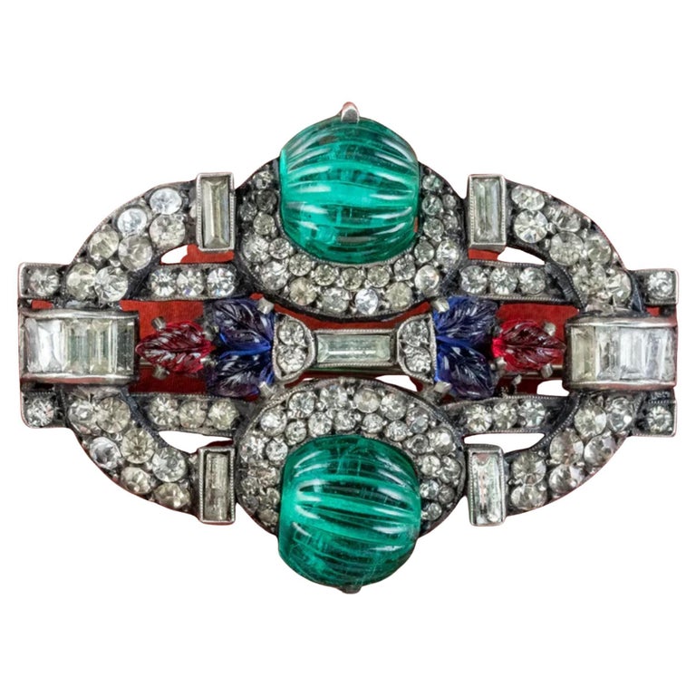 Antique Art Deco Paste Tourmaline Brooch Silver, circa 1920 For Sale at ...