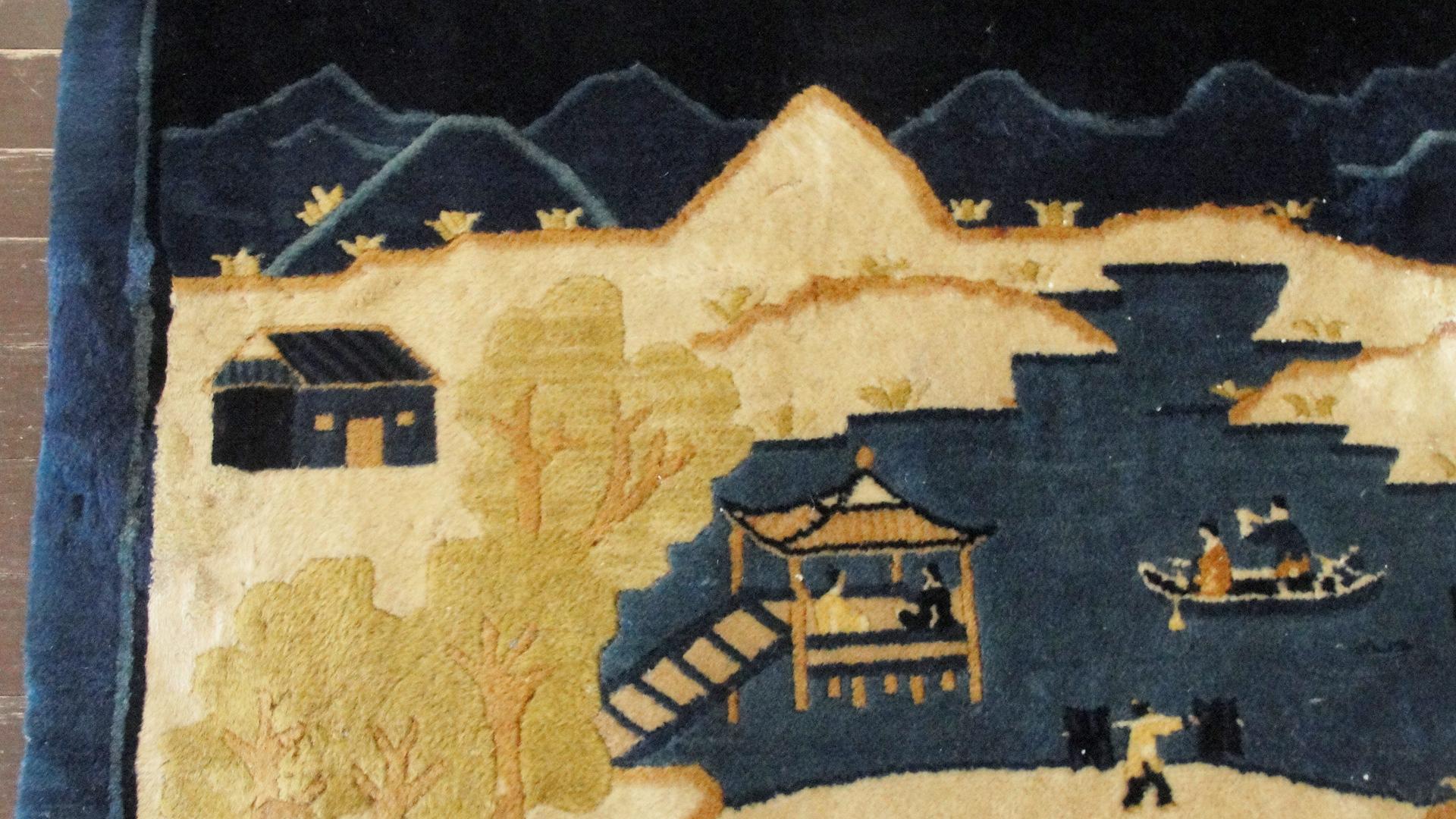 Antique Art Deco/Peking Rug, Scene Design For Sale at 1stDibs