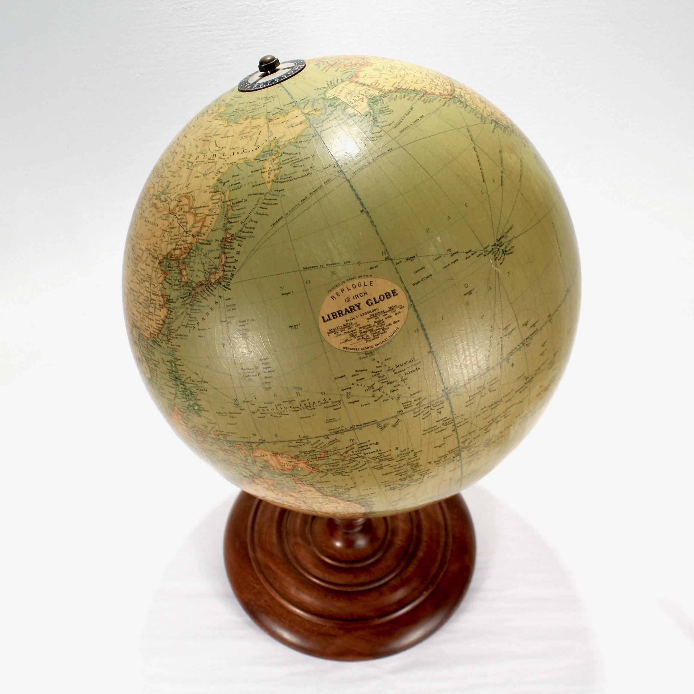 Antique Art Deco Period 12-Inch Library Globe by Replogle at 1stDibs