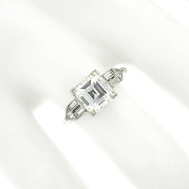 Antique Art Deco Platinum 2.52ctw GIA Square Step Cut Diamond ...