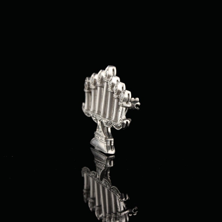 Antique Art Deco Platinum Diamond Menorah Pin at 1stDibs