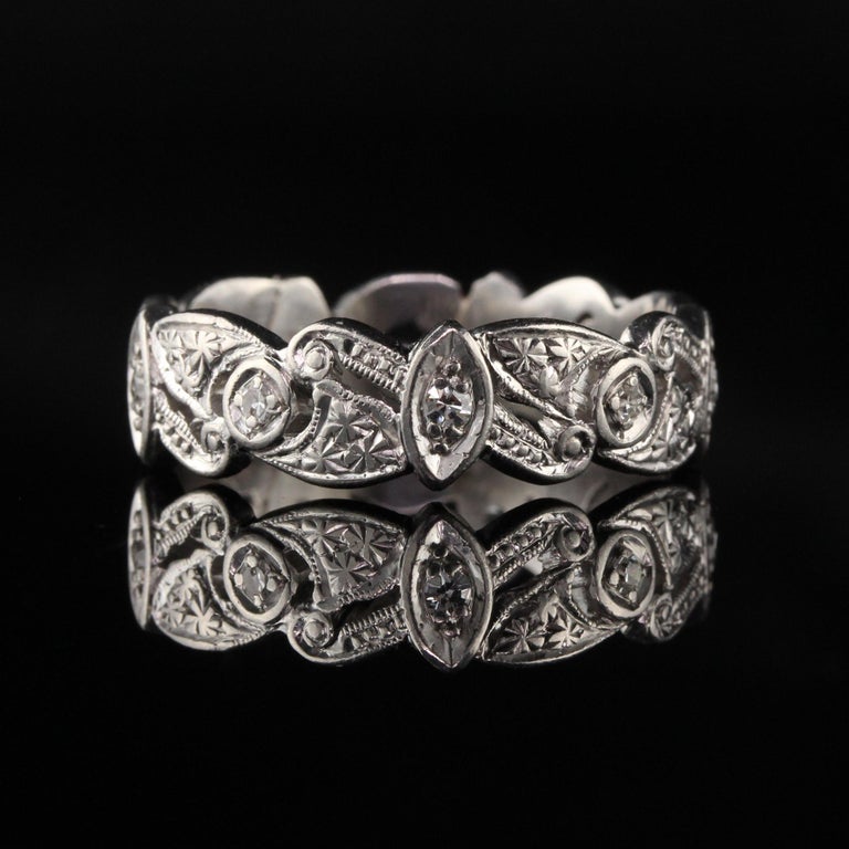 Antique Art Deco Platinum Diamond Wedding Band at 1stDibs