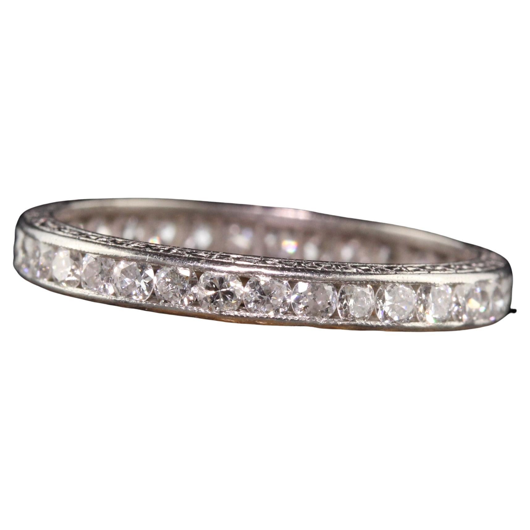Antique Art Deco Platinum Old European Cut Diamonds Half Eternity Band ...