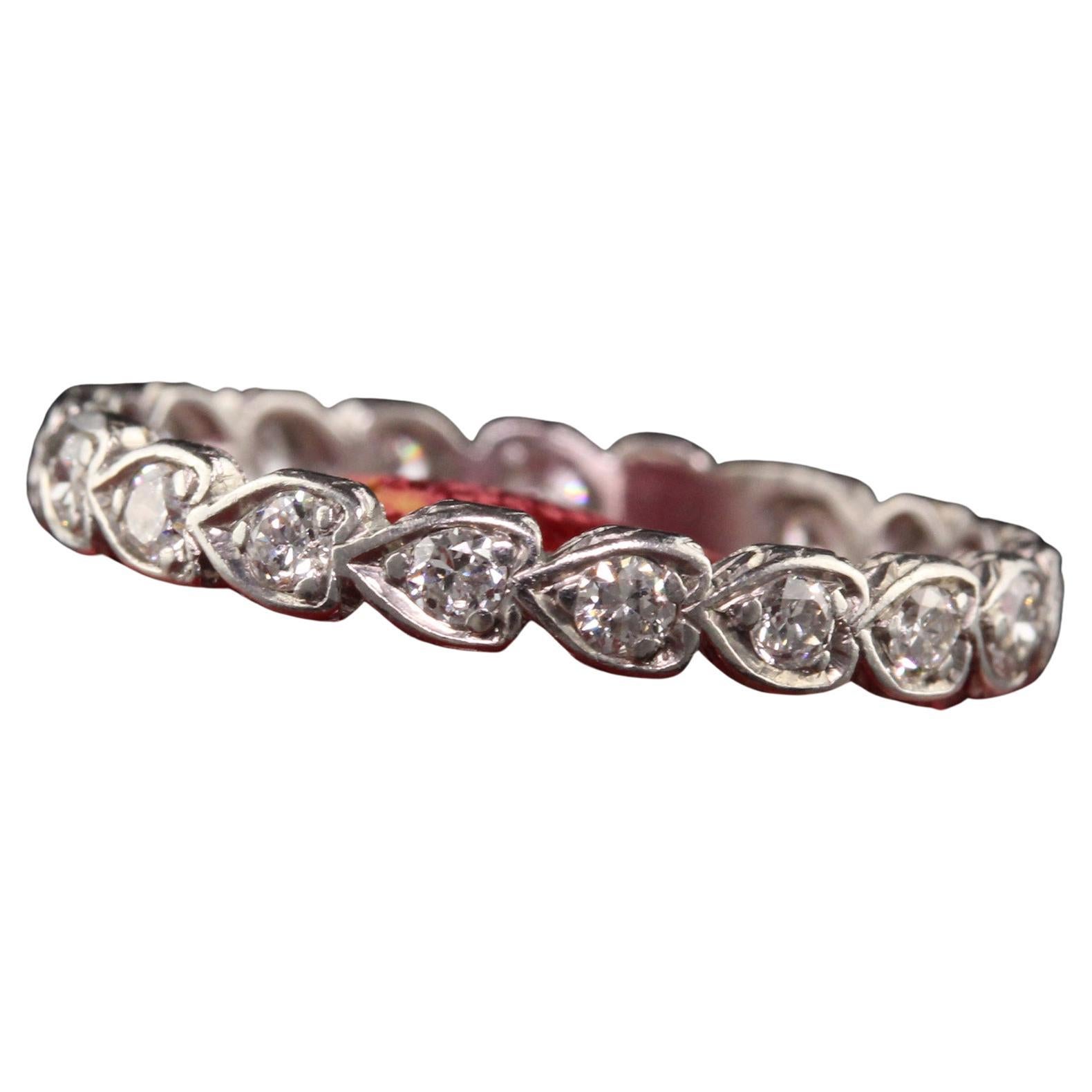 Antique Art Deco Platinum Old European Cut Diamond Wedding Band For ...